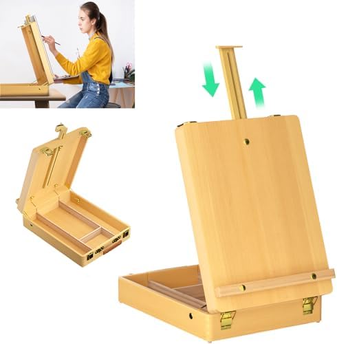 Wooden Table Box Easel with Drawer, Table Easel Desk Top Easel ...