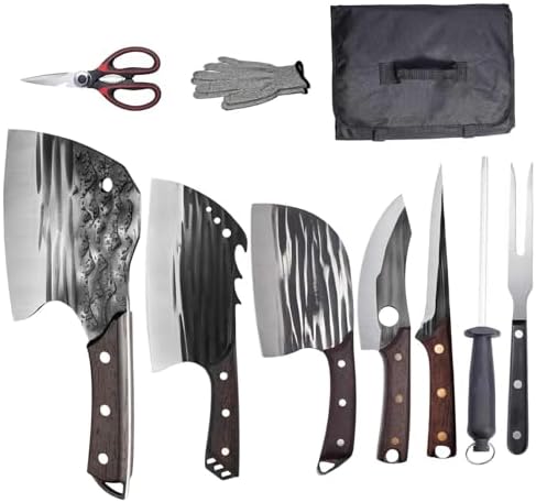 Butcher Chef Knife Set with Bag，Heavy Duty Bone Chopper High Carbon ...