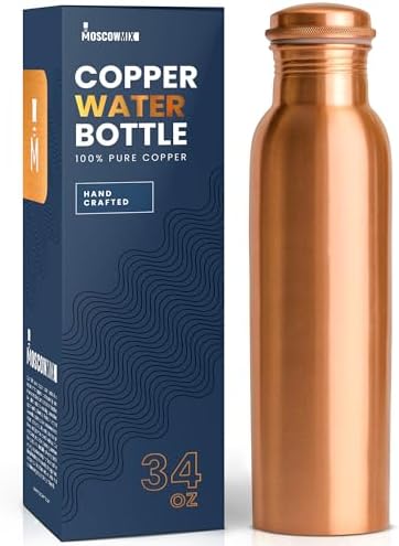 Amazon.com: Pure Copper Metal Water Bottle - Indian Handmade Ayurveda ...