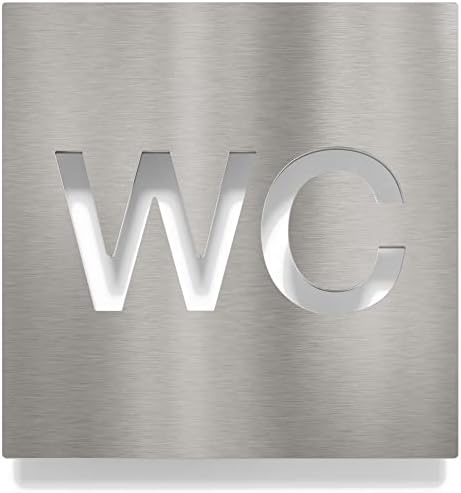 Letrero para WC - señalización autoadhesiva de acero inoxidable para el ...