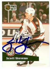Scott Stevens autographed hockey card 1991 Pro Set #292 All Star (St ...