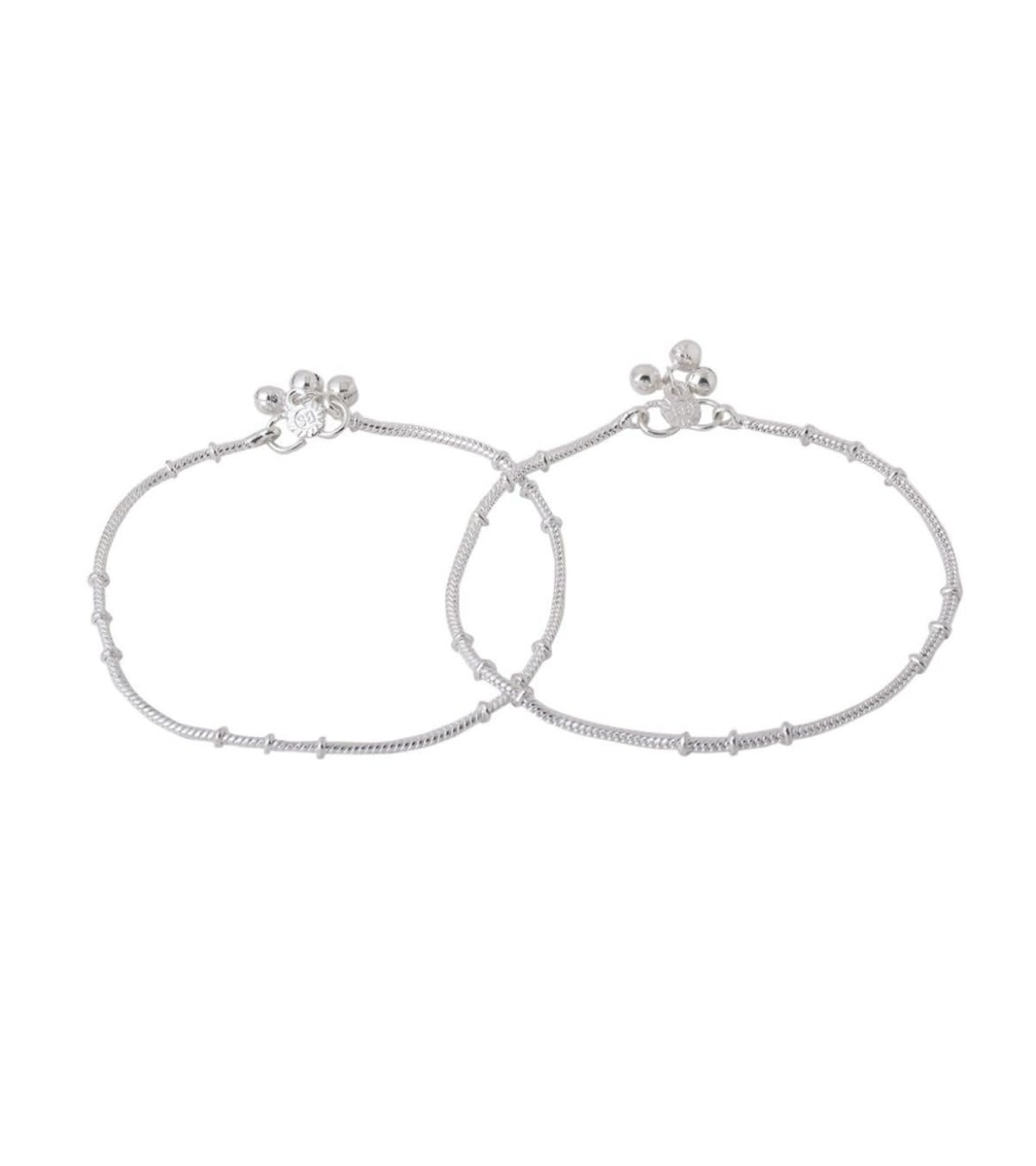 Thin Rope Legchain/Anklet stylish thread snake payal silver plated for ...