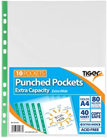 100 Pack of A4 Large Extra Capacity Strong Plastic Poly Pockets Wallet ...