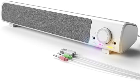 PC Speakers,USB Powered Desktop Monitor Sound Bar with Knob Volume ...