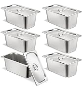 Amazon.com: TSUBOR 6 Set Stainless Steel Hotel Pans 1/6 Size 4 Inch ...