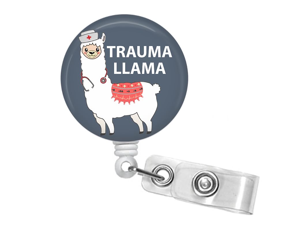 Amazon.com : Trauma Llama Retractable Name Badge Holder, Cute Llama ...