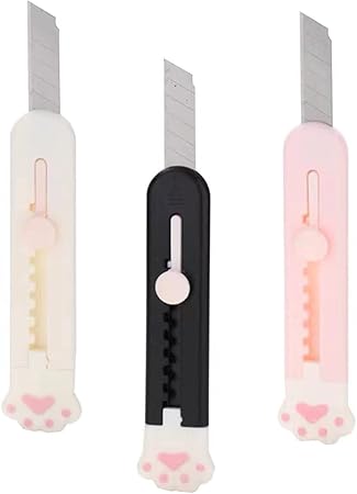 Amazon.com: Cute Retractable Box Cutters, 3Pcs Cat Paw Shaped Mini Art ...