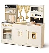 Amazon.com: Tiny Land Play Kitchen for Kids, Wooden Toy Kitchen Set ...