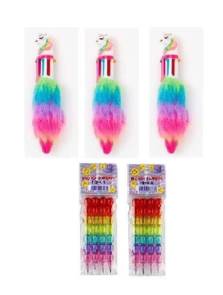 Combo Of Unicorn Fur Pen With 6 Different Colors (Set of 3) + Rainbow ...