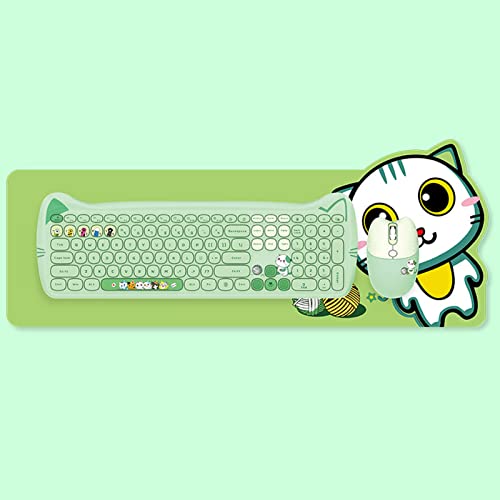 Cute Cat 2.4G USB Wireless Keyboard and Mouse Combo, Silent Keys, Candy ...
