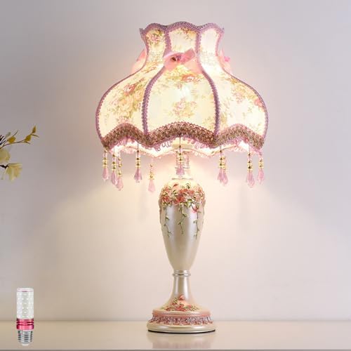 Amazon.com: SUZEPER Vintage Pink Table Lamp,Victorian Style Table Lamp ...