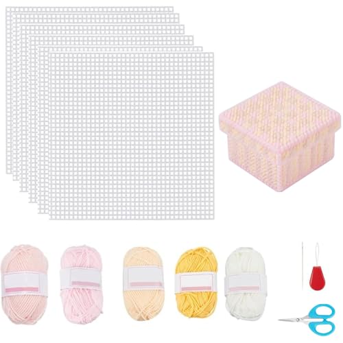 FREEBLOSS 12Pcs Mesh Plastic Canvas Sheets Cross Stitch Kits Plastic ...
