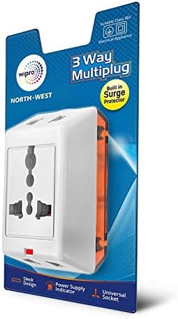 Wipro 4 Way Multiplug Adaptor with 2 Universal Sockets |Inbuilt Surge ...