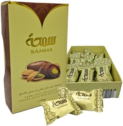 Amazon.com : Samha Camel Milk Chocolate Covered Dates with Pistachios ...