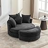 Amazon.com: DEINPPA Swivel Round Barrel Chair with Storage Ottoman and ...