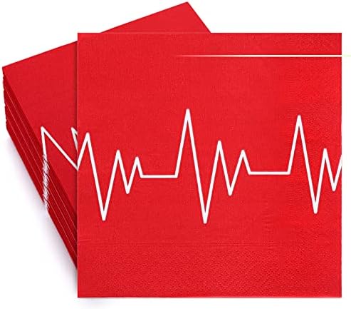 Amazon.com: Whaline Nurse Theme Paper Napkins 6.5 x 6.5 Inch Red Heart ...