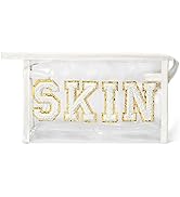 Amazon.com : AsodSway Preppy SPF Cosmetic Bag - SPF Chenille Varsity ...