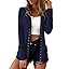 Traleubie Women's Long Sleeve V-Neck Button Down Knit Open Front ...