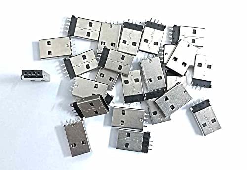 acce & peri® 25Pcs USB Type-A Right Angle 4 Pin Male Jacks PCB SMD Male ...