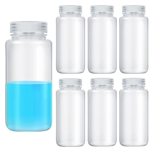 KAUSHIK INDIA Polypropylene 6 Pcs 8oz Plastic Sample Bottles 250ml Wide ...