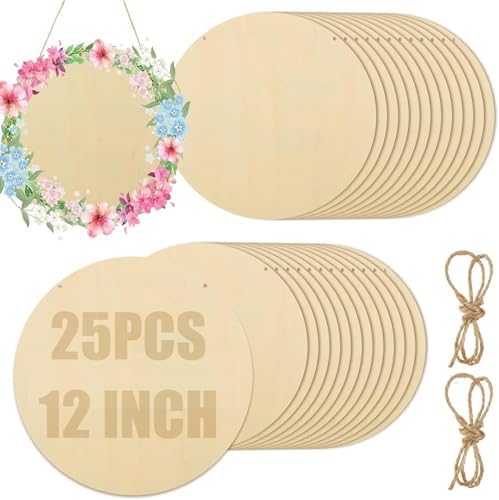 Amazon.com: ZOEYES 20 Pack 12 Inch Wood Rounds Unfinished Basswood ...