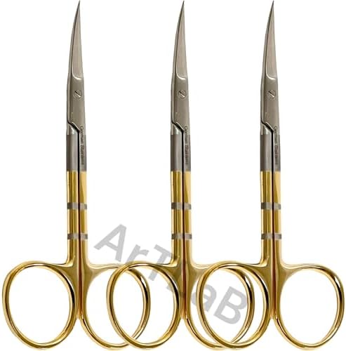 Amazon.com: 4.5" Iris Dissecting Scissors Straight and Curved Gold ...