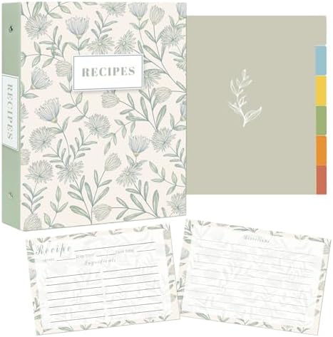 Recipe Binder - 3 Ring Binder Recipe Book with Plastic Sleeves, 50 ...