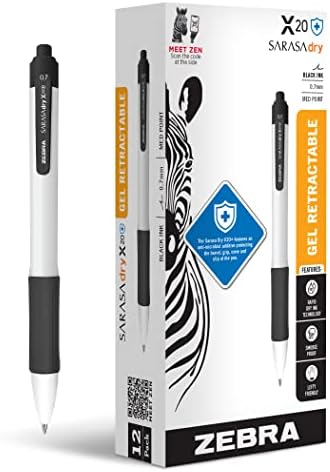Amazon.com: Zebra Pen, SARASA Dry X20+ Retractable Gel Pens, 0.7mm ...