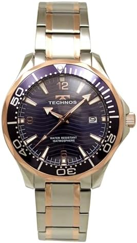 Amazon.co.jp: [テクノス] 腕時計 3針 デイト 10気圧防水 T9B98PN メンズ シルバー : ファッション