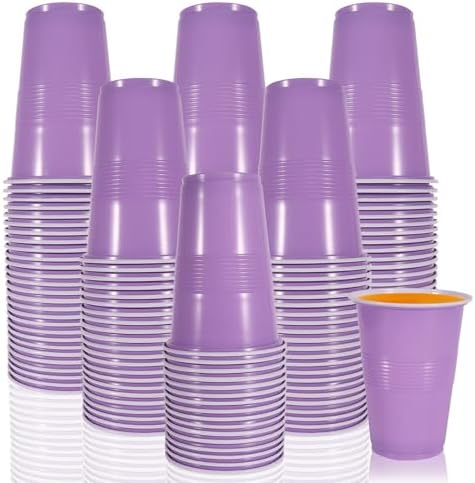Amazon.com: 100 Pack Plastic Drinking Cups for Party, 16 Ounce Purple ...