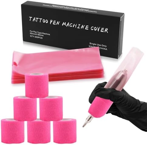 Amazon.com: Emalla Pink Large Machine Covers and Tattoo Grip Tape ...