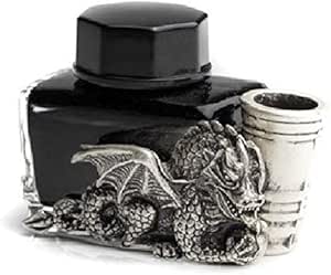 Amazon.com: Glass Inkwell with Dragon & Pewter Pen Holder - Black ...