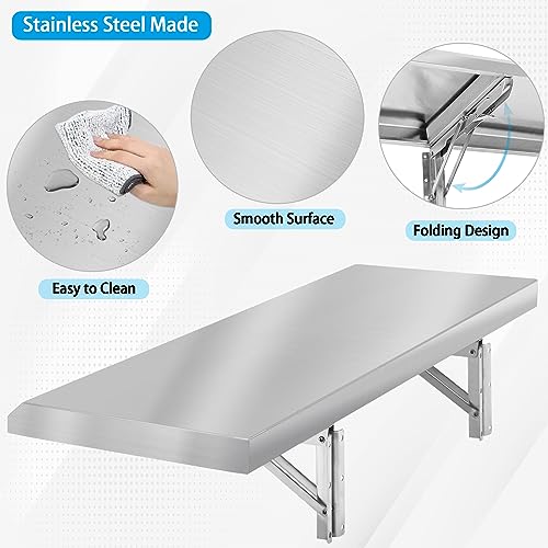Snapklik.com : Folding Concession Shelf 36 X12, Stainless Steel Drop ...