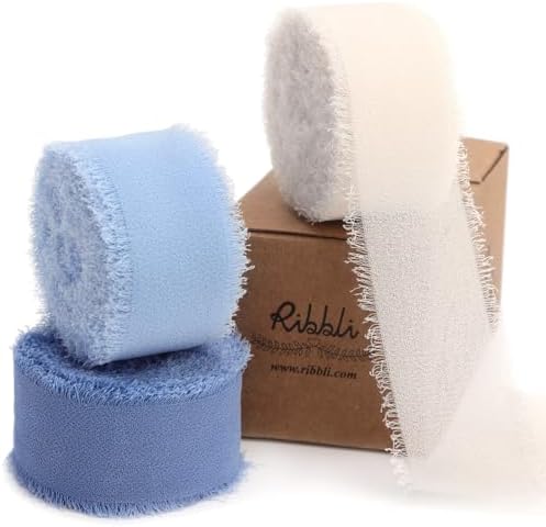 Amazon.com: Ribbli Blue Ribbon 1 Inch x 3 Rolls Total 24 Yards Cream ...