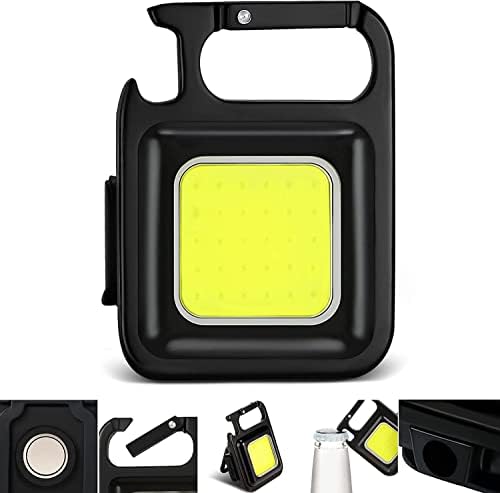 LED Torch Light, 800 Lumens COB Rechargeable Keychain Mini Flashlight 4 ...