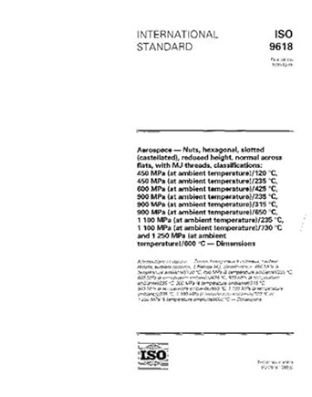 ISO 9618:1996, Aerospace - Nuts, hexagonal, slotted (castellated), reduced height, normal across ...
