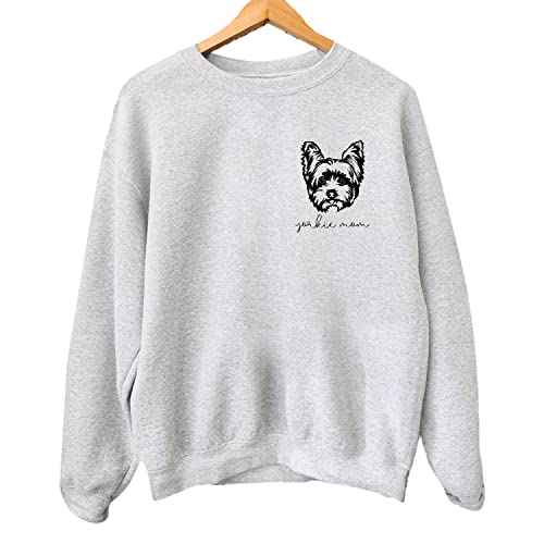 Amazon.com: Yorkshire Terrier Mama Women's Long Sleeve Crewneck Yorkie ...