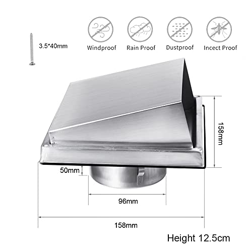 LbsAMP Cowled External Square Air Vent Cover 100mm Anti Insect ...