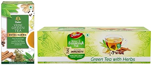 DABUR Vedic Suraksha Green Tea - 100 Tea Bags 67 gm Vedic Green Tea ...
