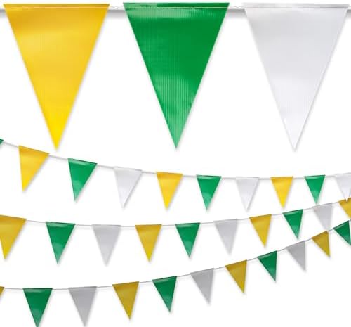 Amazon.com: NACARUM Yellow & White & Green Pennant Banner Flags | OSHA ...