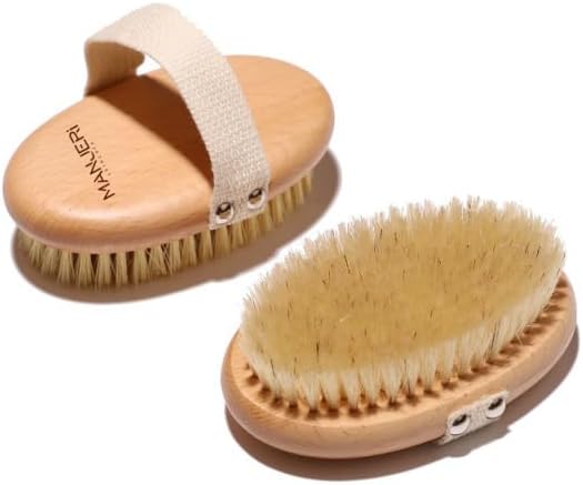 Amazon.com : Manjeri Skincare Body Brush, Natural Bristle Exfoliator ...