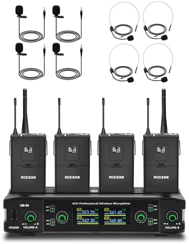 Amazon.com: MIZISNR Wireless Lavalier Microphone System with Headset ...