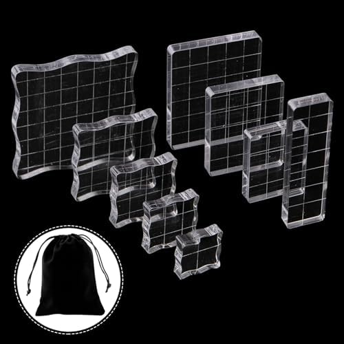 9 Pcs Acrylic Stamp Blocks, Clear Stamping Blocks, Transparent Acrylic ...