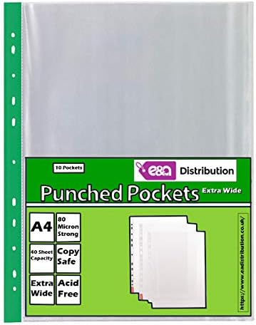 100 Pack of A4 Large Extra Capacity Strong Plastic Poly Pockets Wallet ...