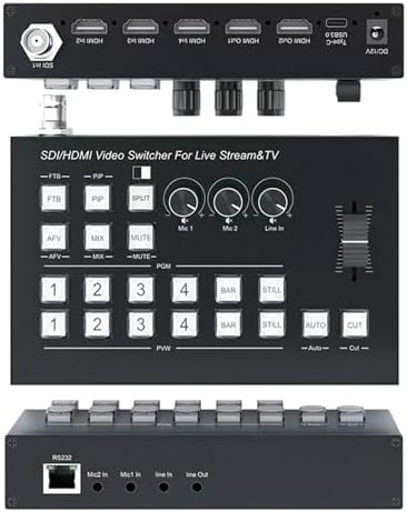 Amazon.com: Video Mixer Switcher 1SDI/3HDMI Input 2HDMI Output Multi ...