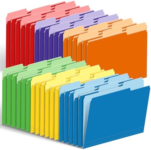 Amazon.com : 36 Pack Two-Tone Color File Folders, Bulk1/3-Cut Tabs ...