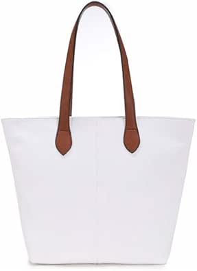 Women's shoulder tote Handbag with Handle and Soft Leather (White ...