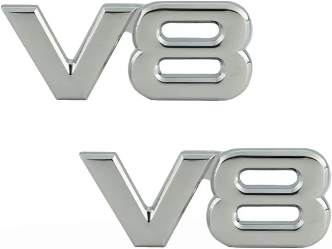 Amazon.com: 2X V8 Letters Emblem Car Side Fender Rear Trunk Emblem ...
