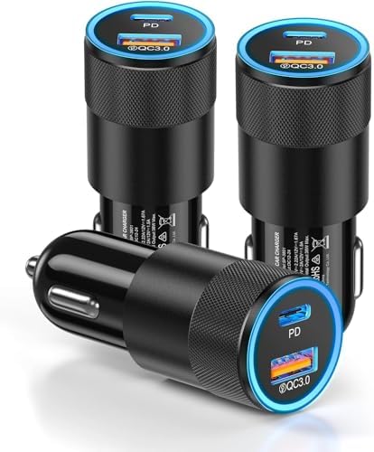 Amazon.com: Car Charger USB C 3-Pack, Ancekoy 38W Dual Port PD + QC 3.0 ...