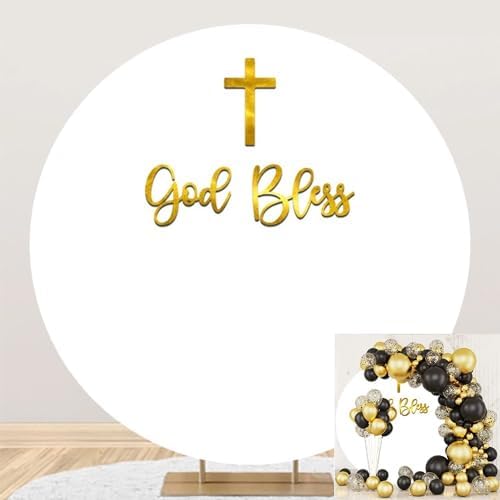 Amazon.com : Leyiyi 6x6ft God Bless Baptism Round Backdrop Stand Cover ...